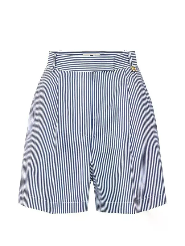 Elisabetta Franchi Striped Logo Detail Shorts - Blue