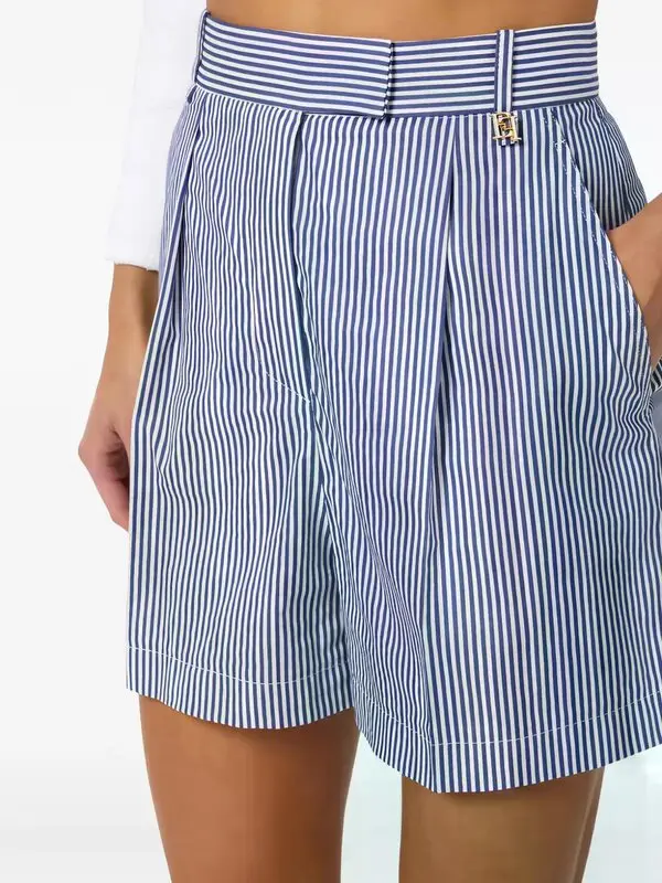 Elisabetta Franchi Striped Logo Detail Shorts - Blue