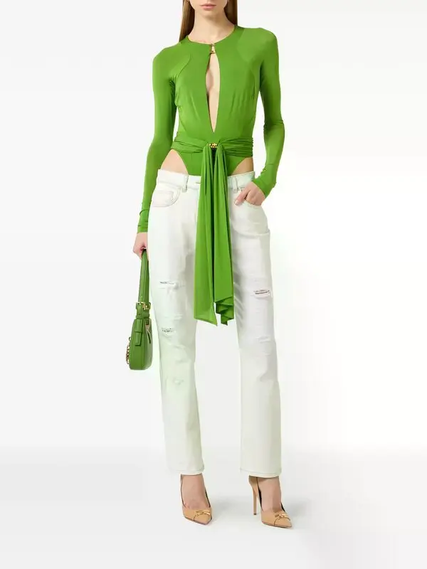 Elisabetta Franchi Jewel Draping Bodysuit