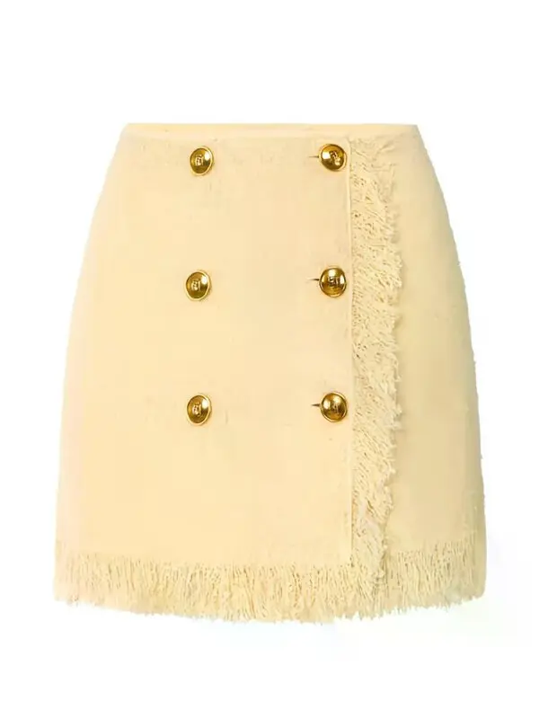 Elisabetta Franchi Bouclé Fringed Mini Skirt - Yellow