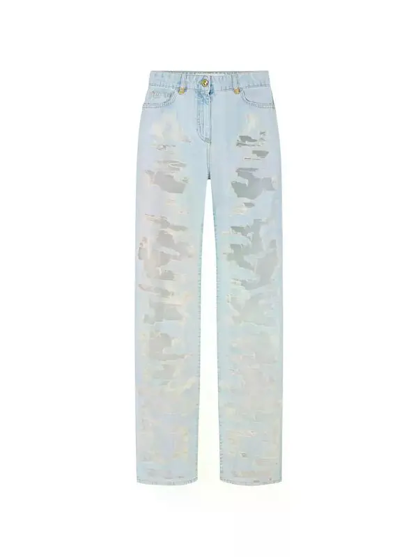 Elisabetta Franchi Low-waist Palazzo Leg Jeans With Devoré Finish