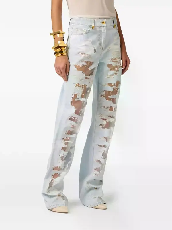 Elisabetta Franchi Low-waist Palazzo Leg Jeans With Devoré Finish