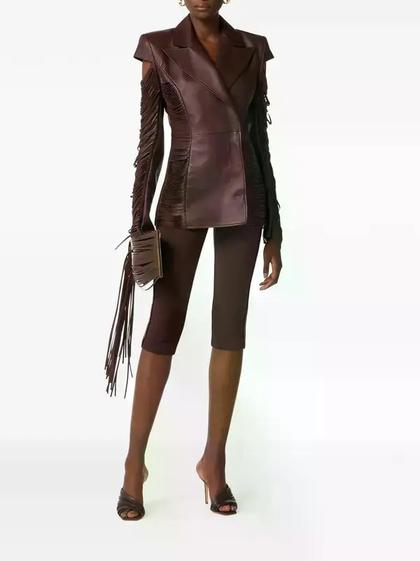 Elisabetta Franchi Double-breasted Fringed Leather Jacket