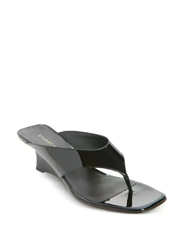 STUART WEITZMAN Thong Wedge Sandals - Black