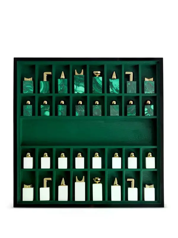 L'Objet Gold-tone Patterned Chess Set - Green