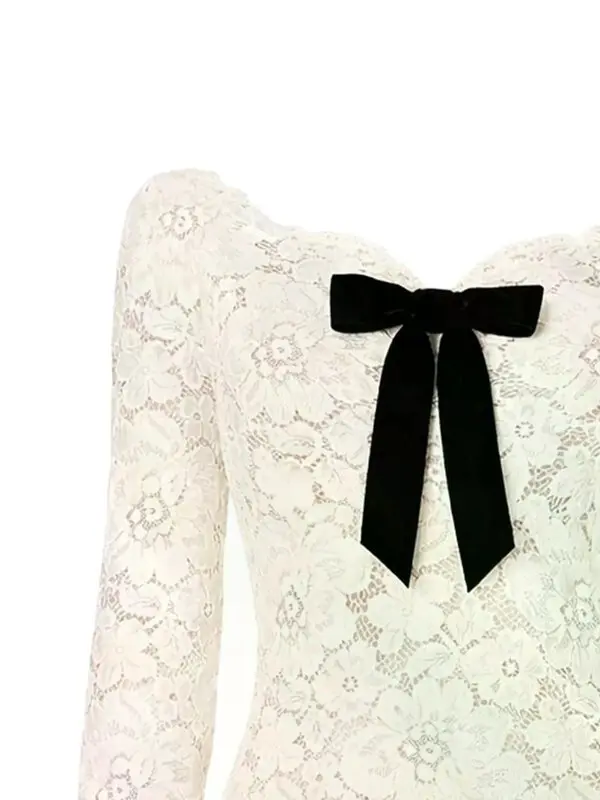 Retrofete Perdita Lace Mini Dress With Bow