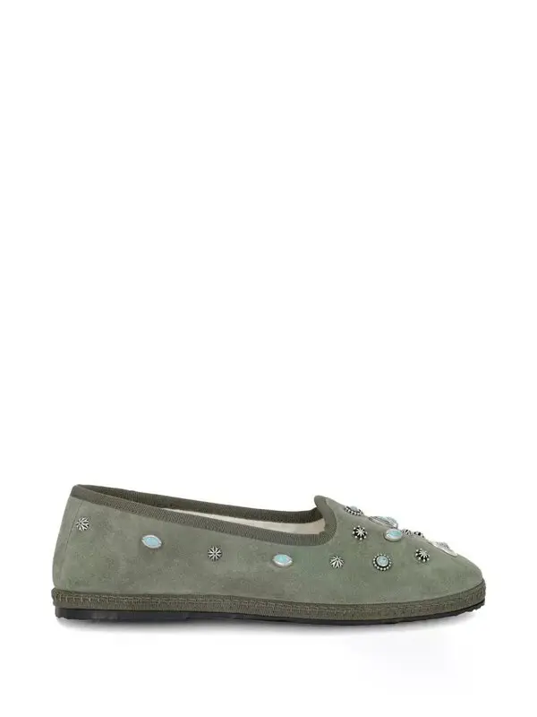 FORTELA Studded Suede Ballerinas - Green