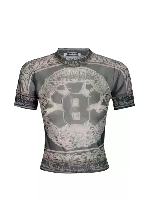 Ottolinger Graphic-print Mesh T-shirt - Grey