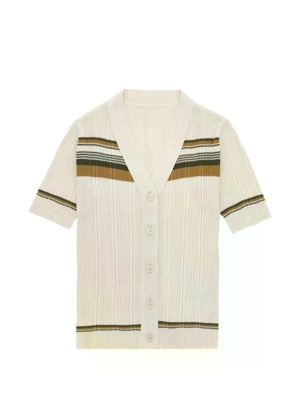 FORTELA Striped Ribbed Knit Button Shirt