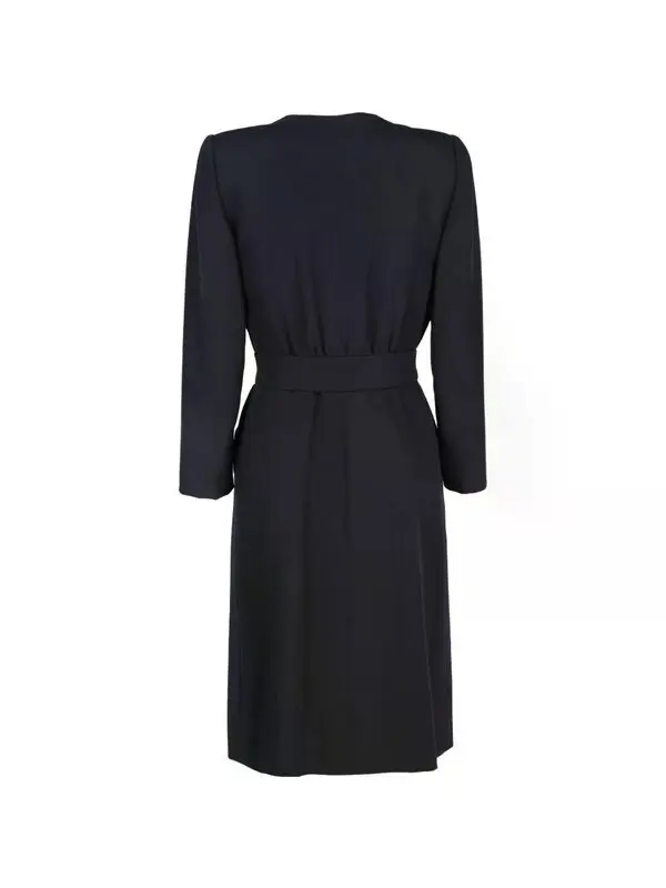 Vintage Buttoned V-neck Midi Dress