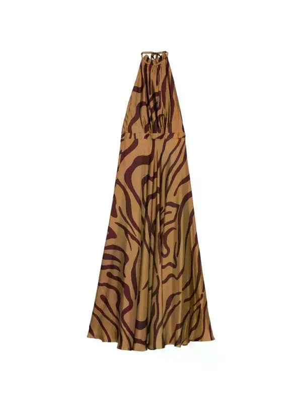 Raquel Diniz Zebra Print Halterneck Dress - Neutrals