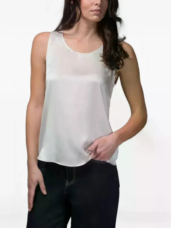 MOORER Clarion-skr Silk Tank Top With Wide Shoulders - White