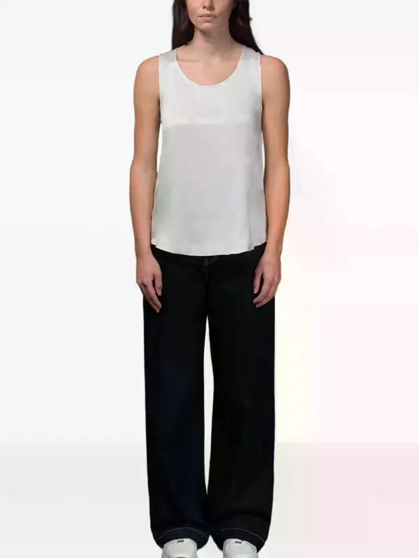 MOORER Clarion-skr Silk Tank Top With Wide Shoulders - White