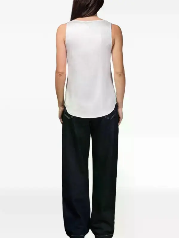 MOORER Clarion-skr Silk Tank Top With Wide Shoulders - White