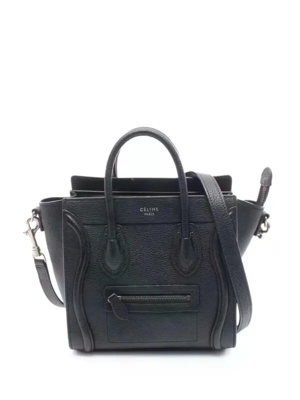 Celine 2010-2026 Nano Leather Luggage Tote Satchel - Black