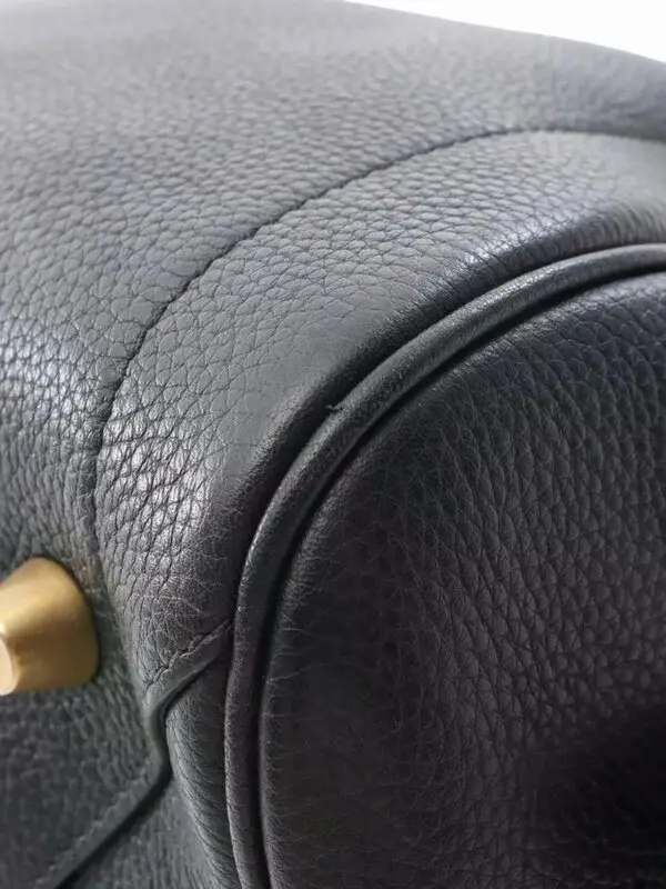 Celine 2010-2026 Grained Leather Asymmetrical Duffle Bag - Black
