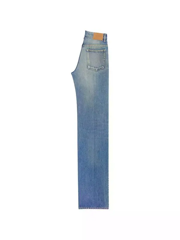 Saint Laurent Logo-patch Whiskered Jeans - Blue