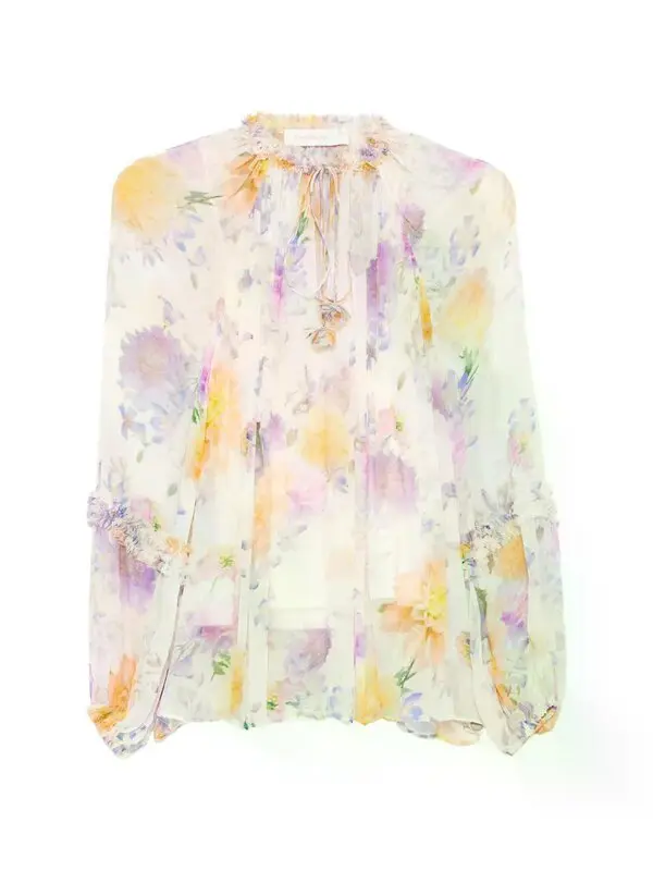 Zimmermann Luna Ruffled Floral Blouse