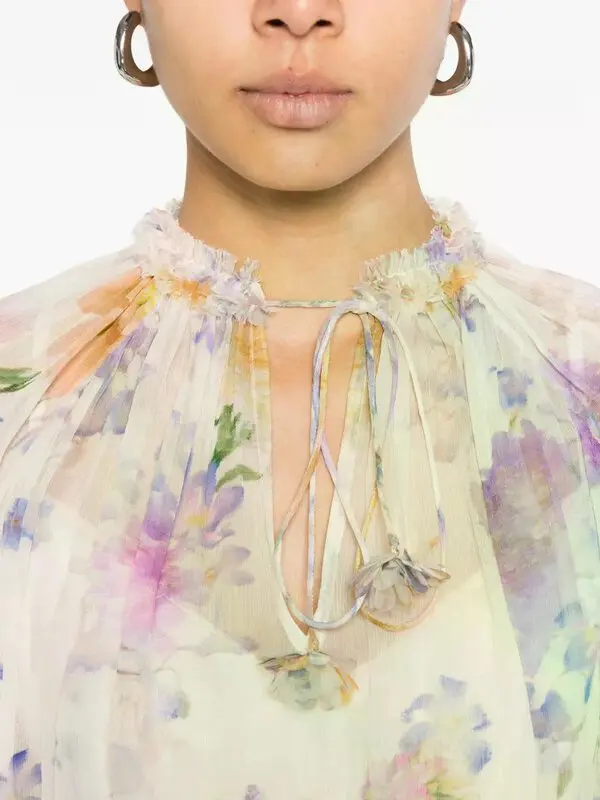 Zimmermann Luna Ruffled Floral Blouse