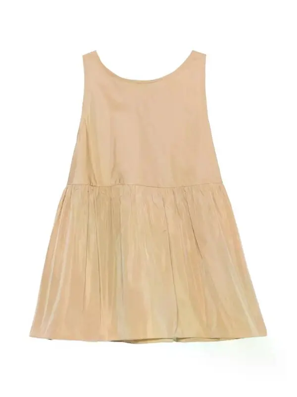 SUSANNE BOMMER Sleeveless Round Neck Top With Pleated Detail - Neutrals
