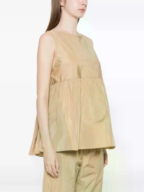 SUSANNE BOMMER Sleeveless Round Neck Top With Pleated Detail - Neutrals