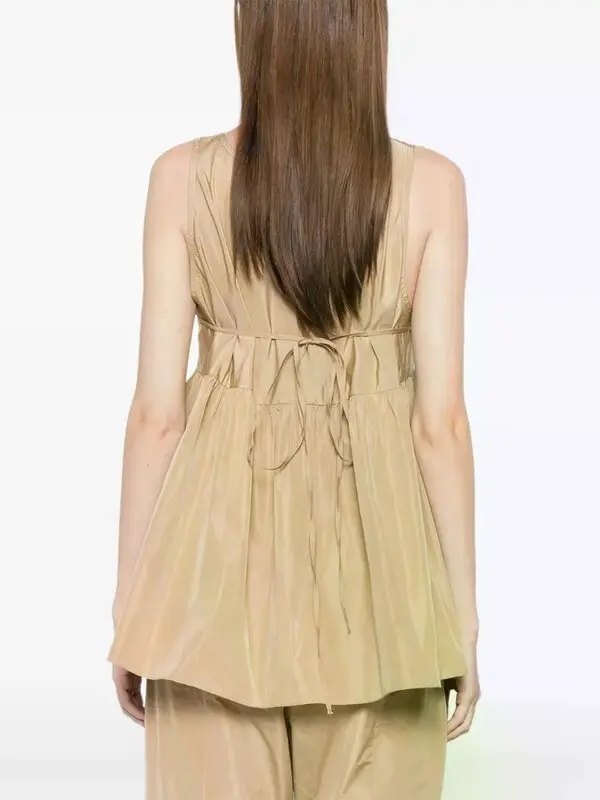 SUSANNE BOMMER Sleeveless Round Neck Top With Pleated Detail - Neutrals