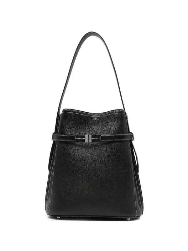 TOTEME Grained Leather Bucket Bag - Black