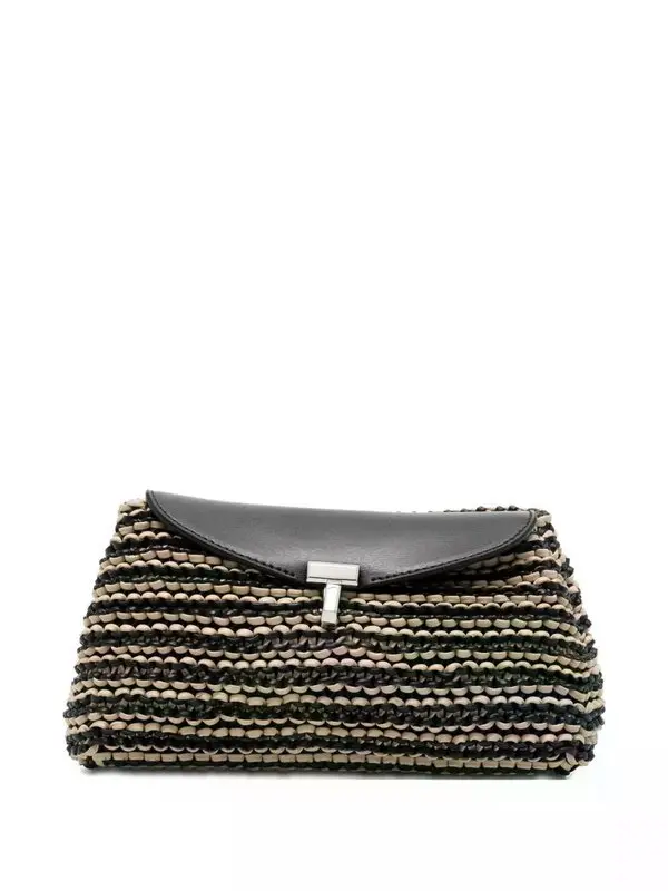 TOTEME Woven Leather T-lock Clutch - Black