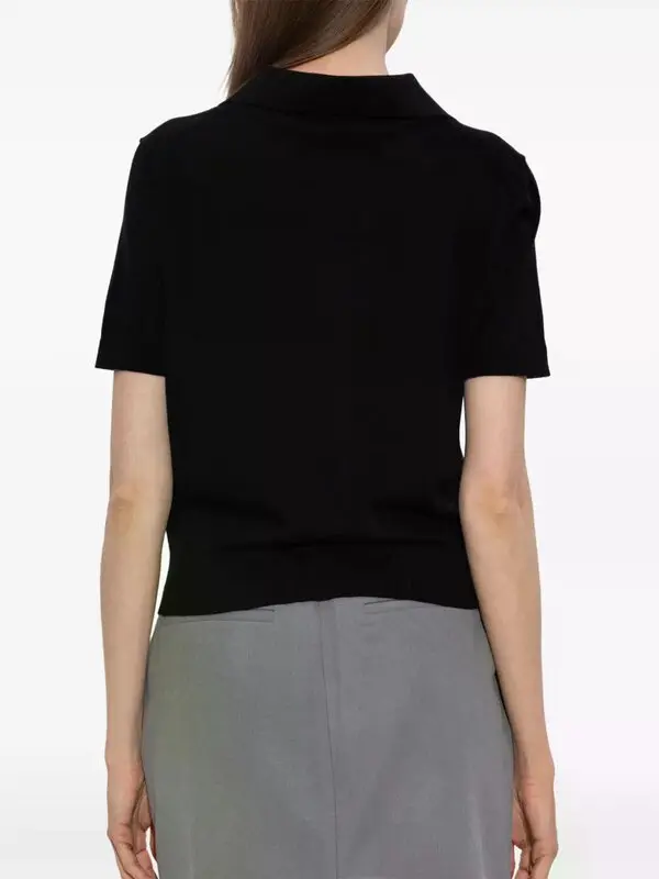 ANINE BING Fine-knit Polo Shirt - Black