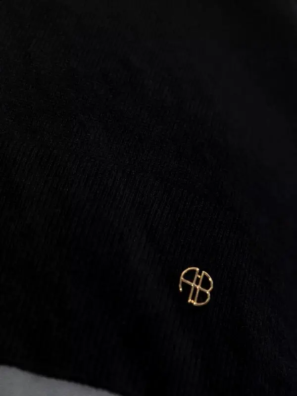 ANINE BING Fine-knit Polo Shirt - Black