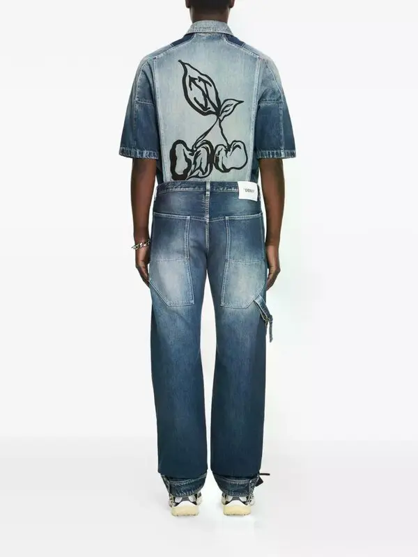 Off-White Panelled Jeans With Graphic Print