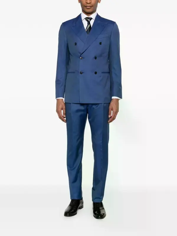 Caruso Double-breasted Suit - Blue