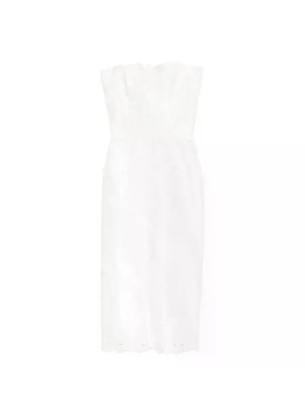 Costarellos Lace Strapless Midi Dress - White