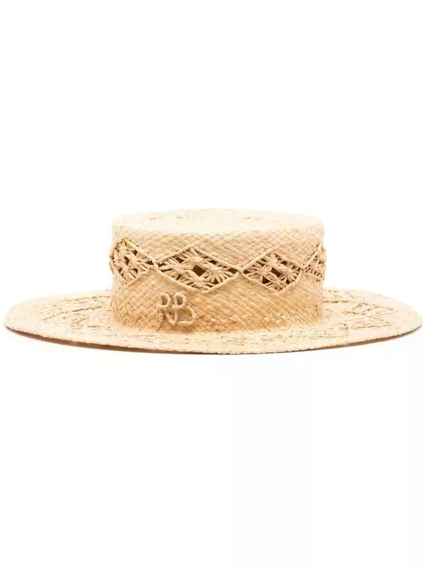 Ruslan Baginskiy Appliqué Logo Straw Hat - Neutrals