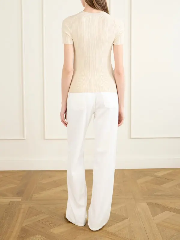 NILI LOTAN Ribbed-knit Cotton And Silk-blend T-shirt