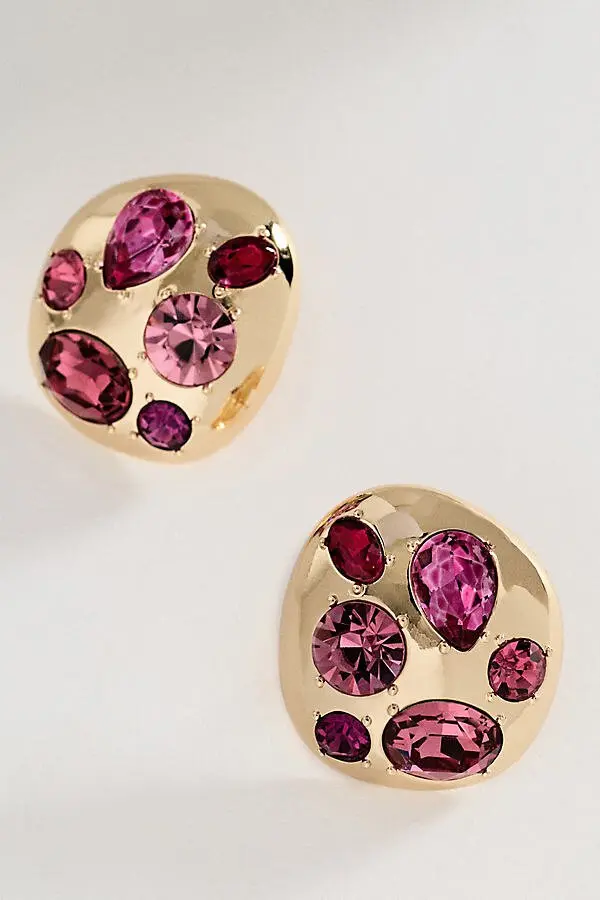 Anthropologie Crystal Stud Earrings - Pink