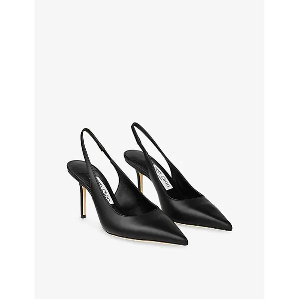 JIMMY CHOO Love Slingback 85 Leather Heels - Black