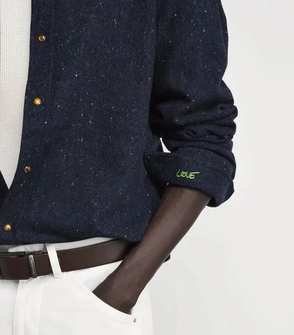 GOD'S TRUE CASHMERE Cashmere Twill Donegal Shirt