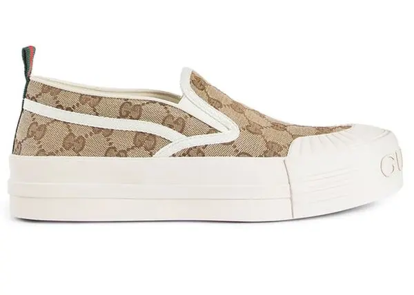 Gucci Gg Canvas Slip-on Sneakers - Beige/brown/white