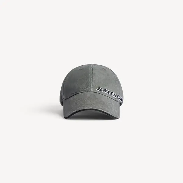 Balenciaga Tilted Logo Baseball Cap - Grey