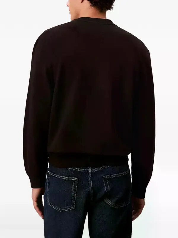 Calvin Klein Logo-embroidered Crew-neck Sweatshirt - Black