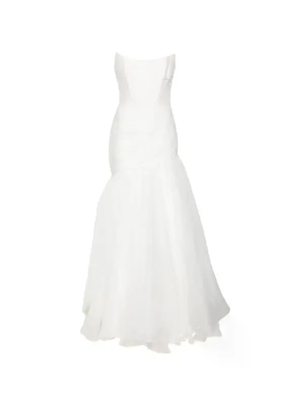 M.MARQUISE Adeline Draped Strapless Maxi Dress - Neutrals
