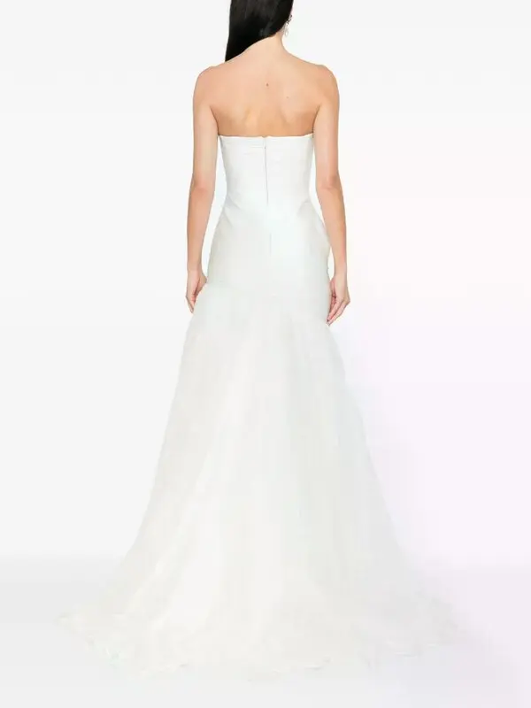 M.MARQUISE Adeline Draped Strapless Maxi Dress - Neutrals