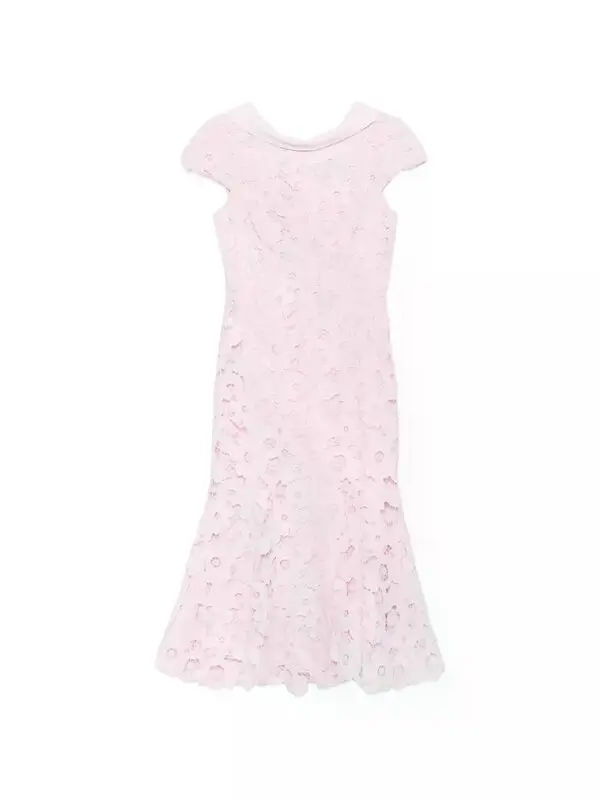 SELF-PORTRAIT Lace Scoop-back Midi Dress - Pink