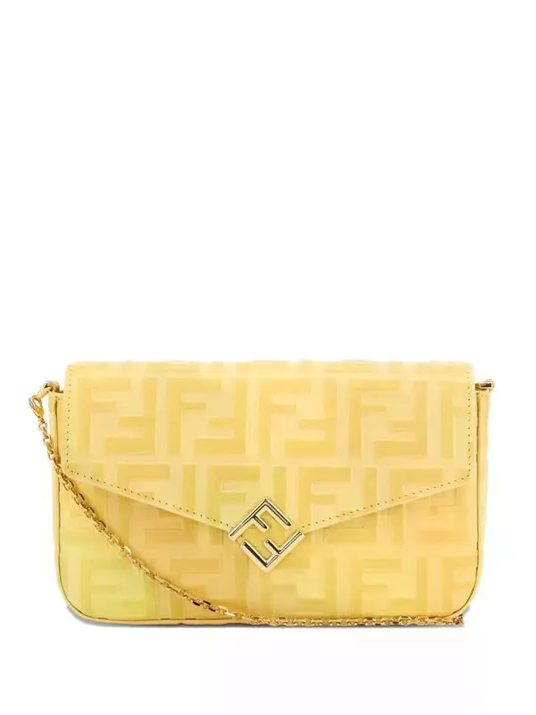 Fendi Ff Diamonds Logo-embellished Wallet - Yellow