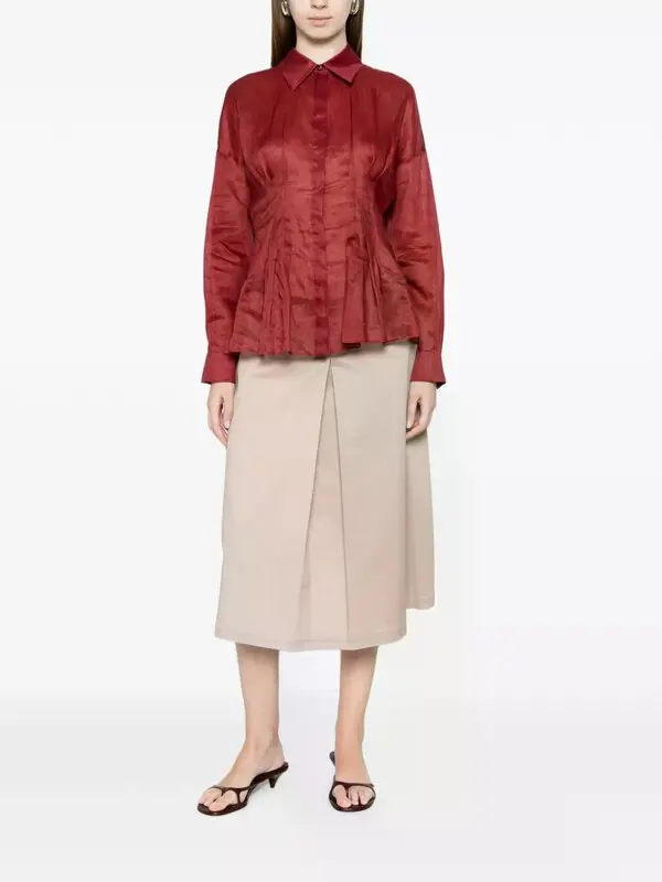 Alpha Studio Pleated A-line Midi Skirt - Neutrals
