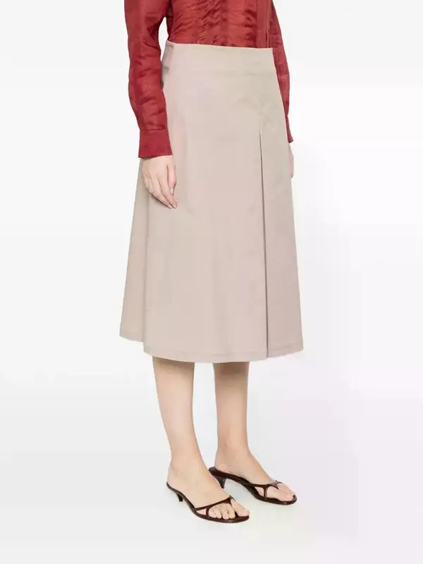 Alpha Studio Pleated A-line Midi Skirt - Neutrals