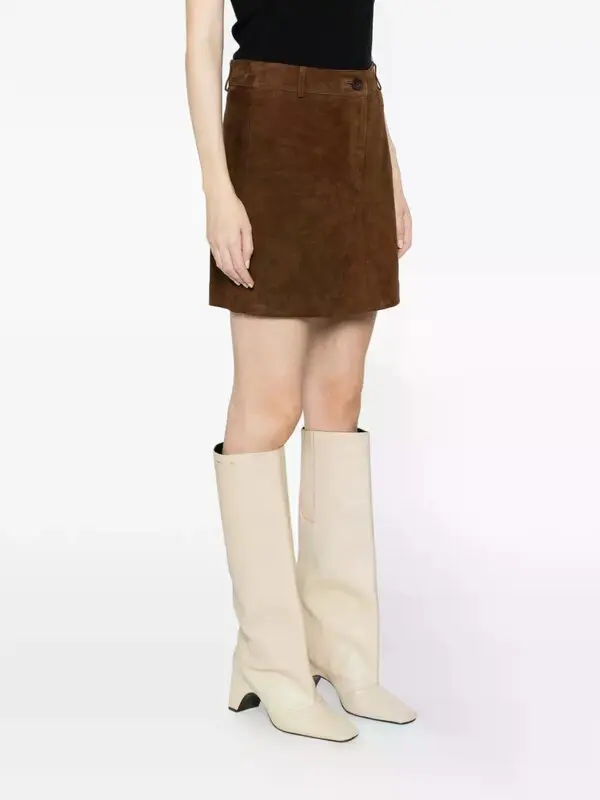 Alpha Studio Suede Mini Skirt - Brown