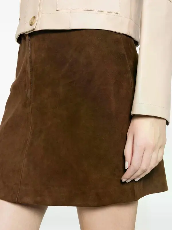 Alpha Studio Suede Mini Skirt - Brown