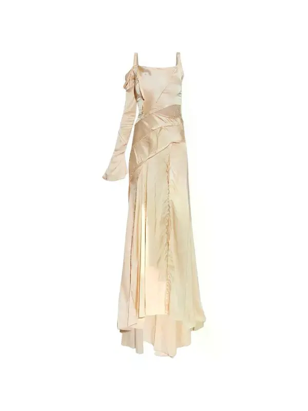 Blumarine Satin Asymmetric Dress - Neutrals